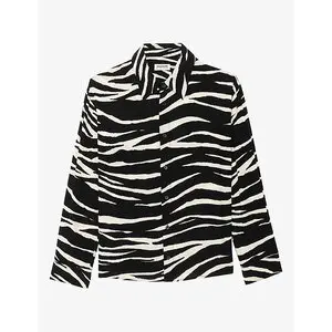 Zadig&Voltaire Tyrica Zebra-print Long-sleeve Satin Shirt - Black