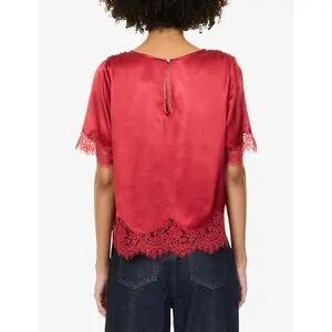 Rails Sonora Lace-trim Satin Top - Crimson