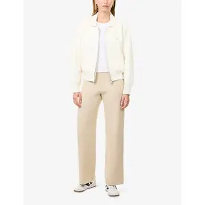 ADANOLA Logo-embroidered Collared Cotton-knit Bomber Jacket