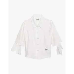 Zadig&Voltaire Telmy Brand-embroidered Short-sleeve Silk Shirt