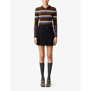 Claudie Pierlot Wrap Belted-waist Stretch-woven Mini Skirt