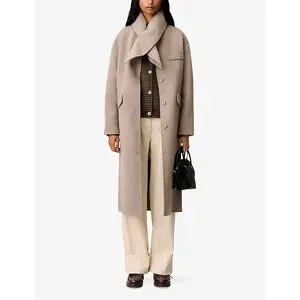 Claudie Pierlot Removable-scarf Wool-blend Coat