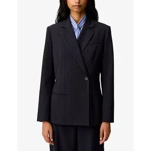 Claudie Pierlot Striped Tailored-collar Stretch-woven Jacket