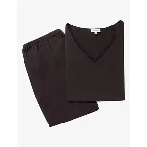 THE WHITE COMPANY V-neck Lace-trim Jersey Pyjama Set - Graphite