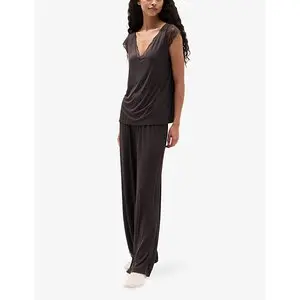 THE WHITE COMPANY V-neck Lace-trim Jersey Pyjama Set