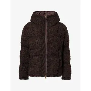 Moncler Cristallin Hooded Bouclé Wool-blend Down Jacket - Brown