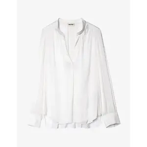 Zadig&Voltaire Tink Open-collar Satin Blouse - Ecru