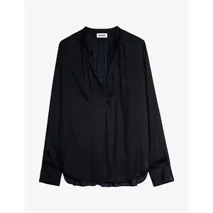 Zadig&Voltaire Tink Open-collar Satin Blouse - Noir