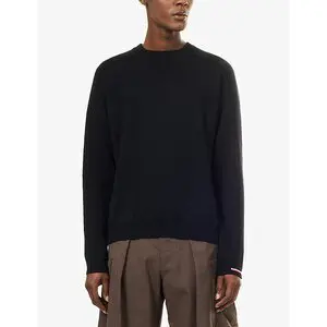 Moncler Striped-trim Wool Jumper - Black