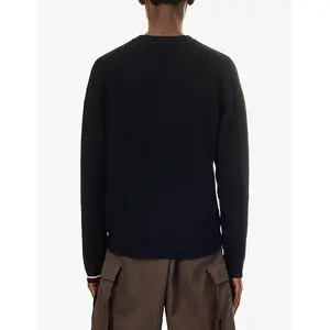Moncler Striped-trim Wool Jumper - Black