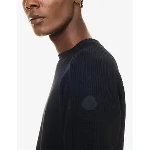 Moncler Striped-trim Wool Jumper - Black