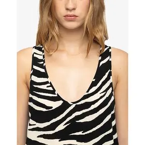 Zadig&Voltaire Tarys Printed Scoop-neck Satin Top