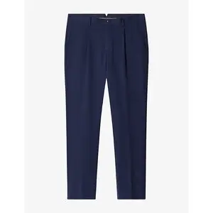 HACKETT  Pleated-front Tapered-leg Stretch Cotton-blend Trousers
