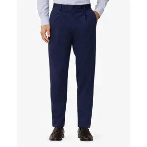 HACKETT  Pleated-front Tapered-leg Stretch Cotton-blend Trousers