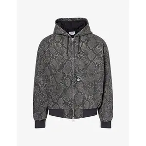 Obey Glen Snake-print Zip Up Cotton Jacket