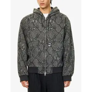 Obey Glen Snake-print Zip Up Cotton Jacket