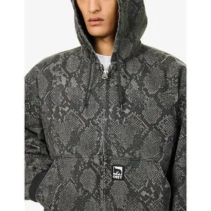 Obey Glen Snake-print Zip Up Cotton Jacket