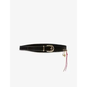 Claudie Pierlot Curved Charm-embellished Leather Belt - Black