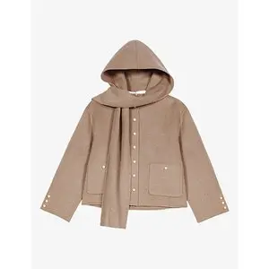 Maje Double-faced Hooded Wool-blend Coat - Mastic Beige