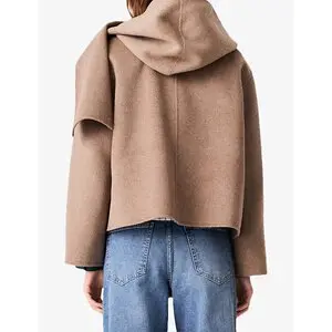 Maje Double-faced Hooded Wool-blend Coat