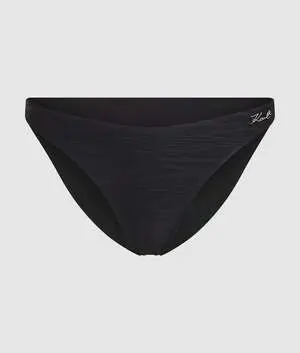 Karl Lagerfeld Ribbed Bikini Bottoms - Black