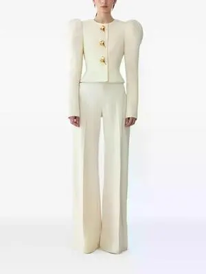 Carolina Herrera Puff-sleeve Calla Lily-button Jacket
