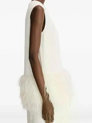 Loulou De Saison Sonia Feather-trim Midi Dress