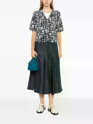 AGNES B. Floral-print Stand-collar Shirt