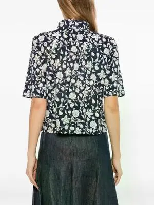 AGNES B. Floral-print Stand-collar Shirt