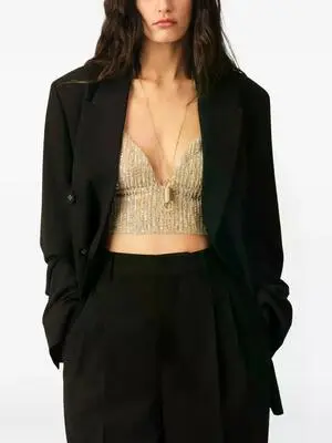 AMI Paris Cropped Top With Sequin Embroidery