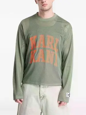 KARL KANI Logo-print Mesh T-shirt - Green