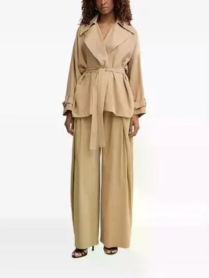 HAVEONE Pleated Wide-leg Palazzo Pants - Neutrals
