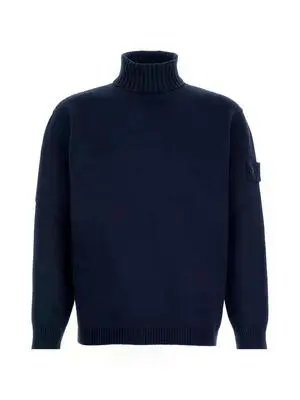 Stone Island Logo-patch Roll-neck Sweater - Blue