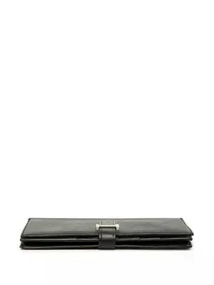 Hermès 2006 Epsom Bearn Soufflet Wallet Long Wallets - Black