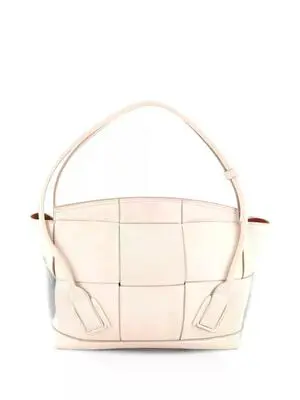 Bottega Veneta Arco Bag Maxi Intrecciato Leather Medium Shoulder Bag - White