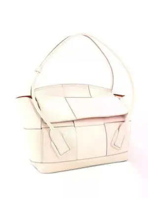 Bottega Veneta Arco Bag Maxi Intrecciato Leather Medium Shoulder Bag - White