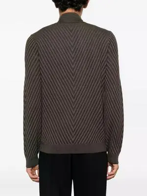 Emporio Armani Chevron-knit Quarter-zip Sweater