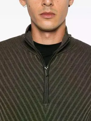 Emporio Armani Chevron-knit Quarter-zip Sweater