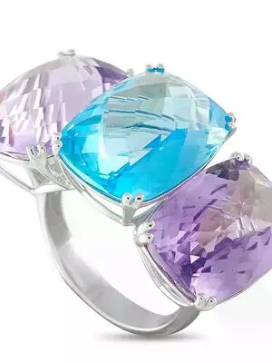 LB EXCLUSIVE Amethyst And Topaz Bypass Ring - Silver