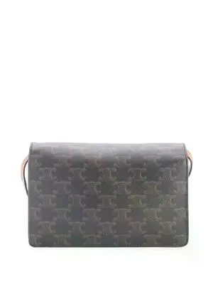 Celine Wallet On Strap Triomphe Coated Canvas Crossbody Bag - Brown