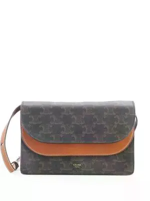 Celine Wallet On Strap Triomphe Coated Canvas Crossbody Bag - Brown