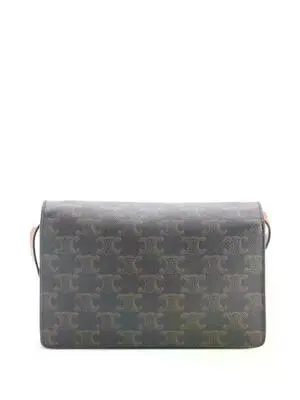 Celine Wallet On Strap Triomphe Coated Canvas Crossbody Bag - Brown