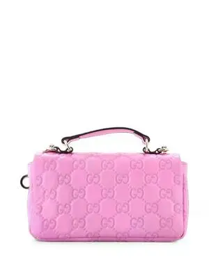 Gucci Gg Milano Top Handle Bag Guccissima Leather Mini Shoulder Bag - Pink