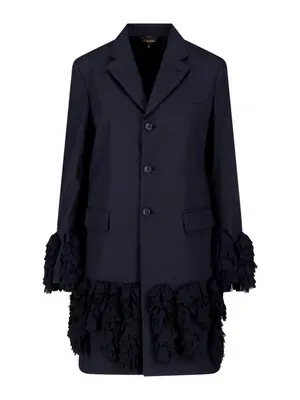 Comme Des Garçons Long Blazer With Ruffles - Black