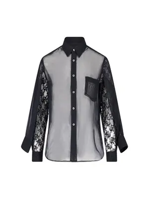 Comme Des Garçons Sheer Lace Shirt - Black