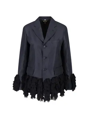 Comme Des Garçons Single-breasted Blazer With Ruffles - Gray