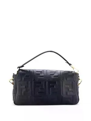 Fendi Baguette Nm Bag Zucca Embossed Leather Medium Crossbody Bag