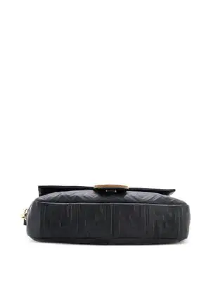 Fendi Baguette Nm Bag Zucca Embossed Leather Medium Crossbody Bag