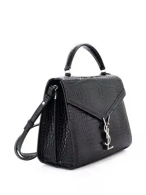Saint Laurent Cassandra Top Handle Bag Crocodile Embossed Leather Medium Satchel