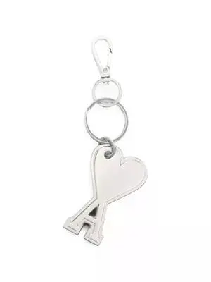 AMI Paris Metal Keyring With De Coeur - Silver